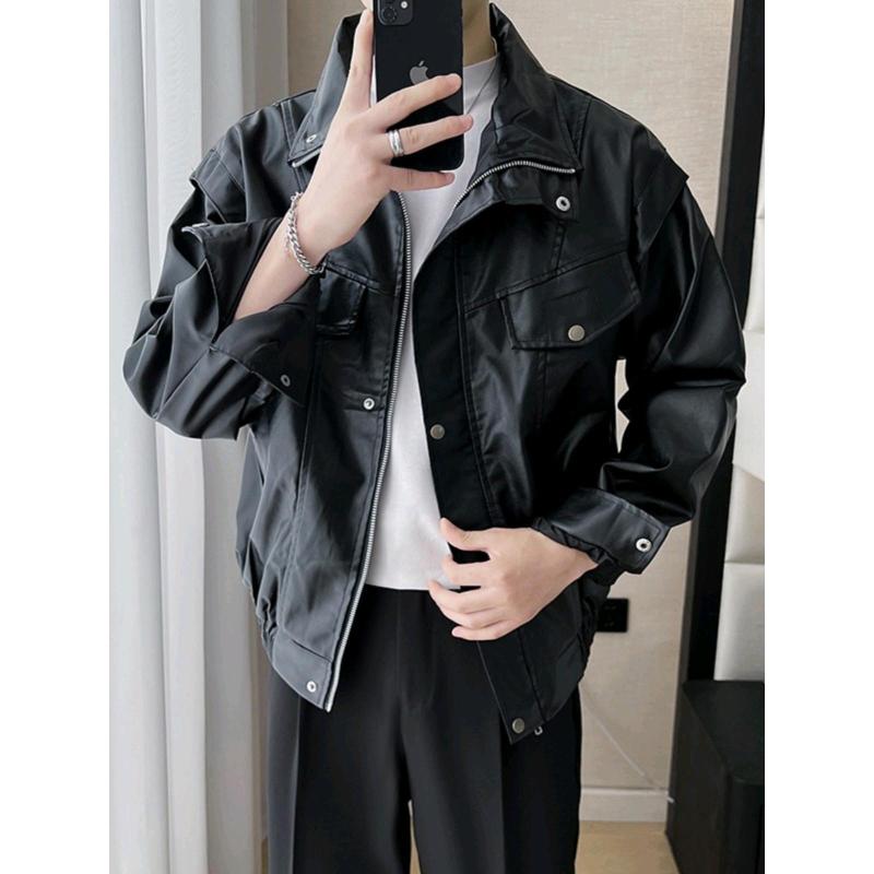 ジャケット メンズ PUレザー 痞帥 バイク ゆるだぼ ルーズフィット ブルゾン アウター 春秋 黒 ・商品カテゴリ: 革ジャン.レザージャケット・スタイル: 韓国・対象: 男性・着丈: 普通(50cm超～65cm以下)・シルエット: ルー...