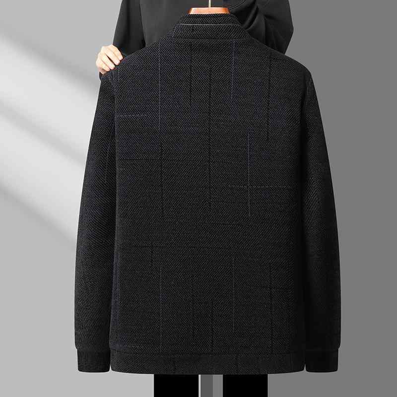 ジャケット 男性用 シニア向け 冬用 裏起毛 厚手 ビジネス カジュアル スタンドカラー 紳士服 上着 アウター 防風 耐摩耗性 ポリエステル ダークグレー コーヒー・素材: 耐摩耗性.防風性.高色堅牢度・カテゴリ: ジャケット・スタイル:...