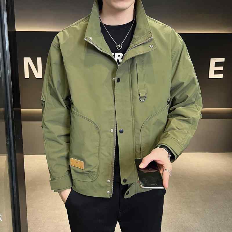 ジャケット メンズ ブルゾン ジャンパー 男性用 春秋 アウター 耐摩耗性 立ち襟 スリムフィット 無地 ポリエステル 黒 ブラック カーキ M L XL 2XL 3XL 4XL 普段使い・商品カテゴリ: ジャケット・スタイル: 韓国版・対...