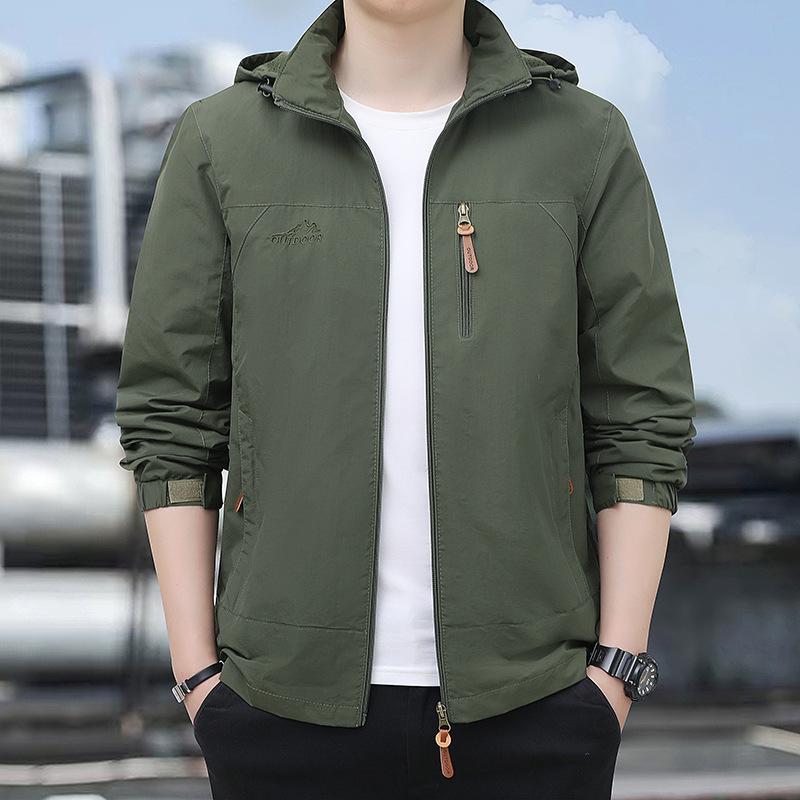 ジャケット メンズ 春秋 薄手 防風 撥水 ブルゾン ジャンパー アウター カジュアル ゆったり ミリタリー スタンドカラー カーキ ブラック ネイビー グレー・素材機能: 透湿.防風・カテゴリ: ジャケット・スタイル: カジュアル・対象:...