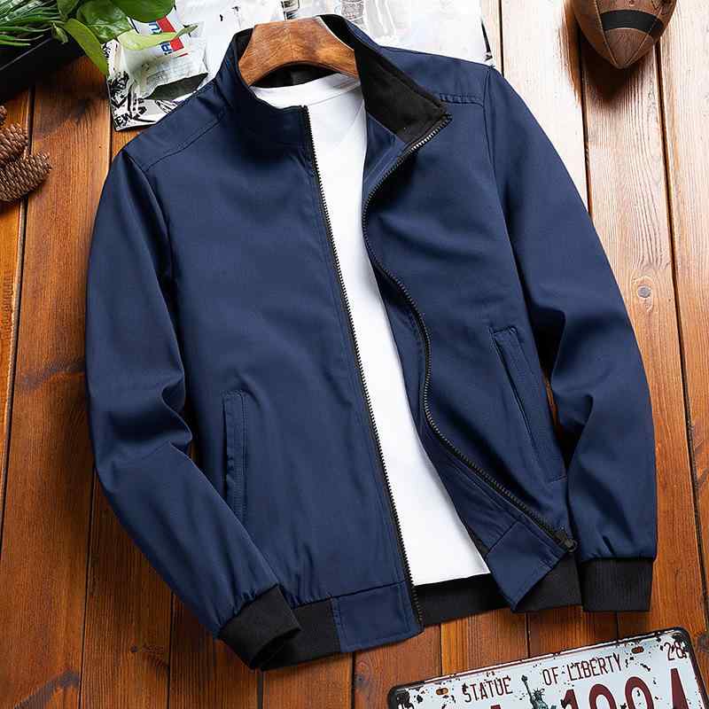 ジャケット メンズ 男性用 スタンドカラー ブルゾン アウター トップス 春秋 薄手 無地 ポリエステル レッド ブルー カーキ グリーン ブラック・商品カテゴリ: ジャケット・スタイル: 韓国スタイル・対象年齢: 成人・対象: 青少年・素...