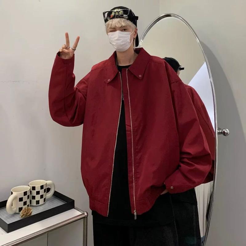 ジャケット メンズ 男性用 ブルゾン ミリタリー ワーク 春秋 アウター ワインレッド ブラック レッド ポリエステル 耐摩耗性・商品カテゴリ: ジャケット・スタイル: 港風・対象年齢: 18-24歳.成人・襟の形: 襟付き・フィット: ル...