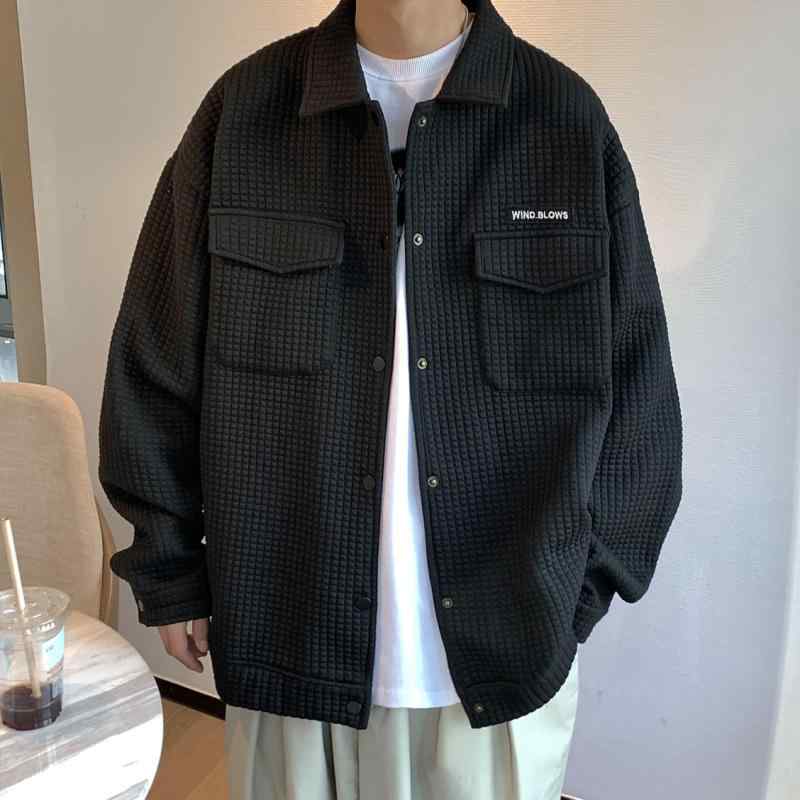 ジャケット 男性用 春秋 高街 cityboy ワークジャケット ルーズフィット アメリカン ブラック ホワイト グレー ポリエステル 格子柄