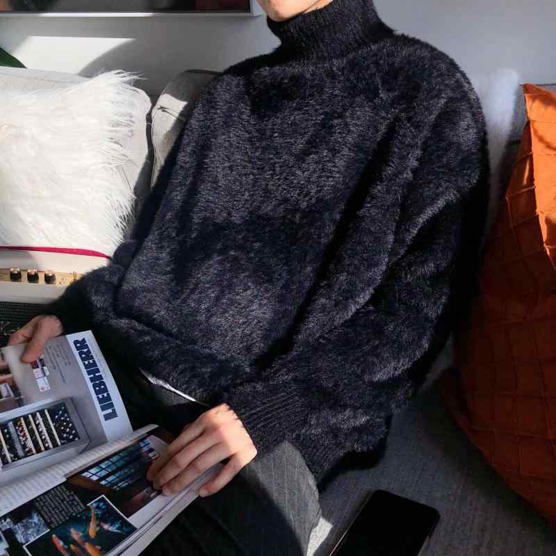 ニット メンズ 男性用 高 タートルネック セーター 秋冬 厚手 ゆったり ドロップショルダー 韓国 トップス 長袖 接触温感 あったか インナー カジュアル 白 黒