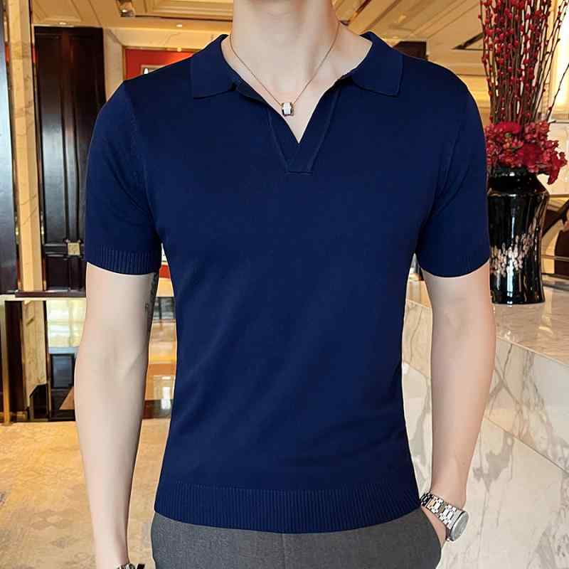 Tシャツ メンズ 半袖 ニット ポロシャツ 襟付き スリムフィット 無地 トップス カットソー 春夏 薄手 接触冷感 通勤 普段使い ホワイト ブラック ブルー・スタイル: ベーシック・柄: 無地・対象: メンズ・カテゴリ: Tシャツ・袖丈...