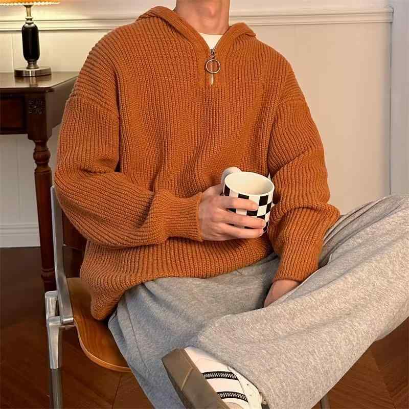 ニット メンズ 男性用 セーター パーカー 長袖 プルオーバー ゆったり 無地 カジュアル 韓国 秋冬 部屋着 普段使い ブラウン グリーン ベージュ・スタイル: プルオーバー・版型: ゆったり・ネックライン: フード付き・袖丈: 長袖・・...
