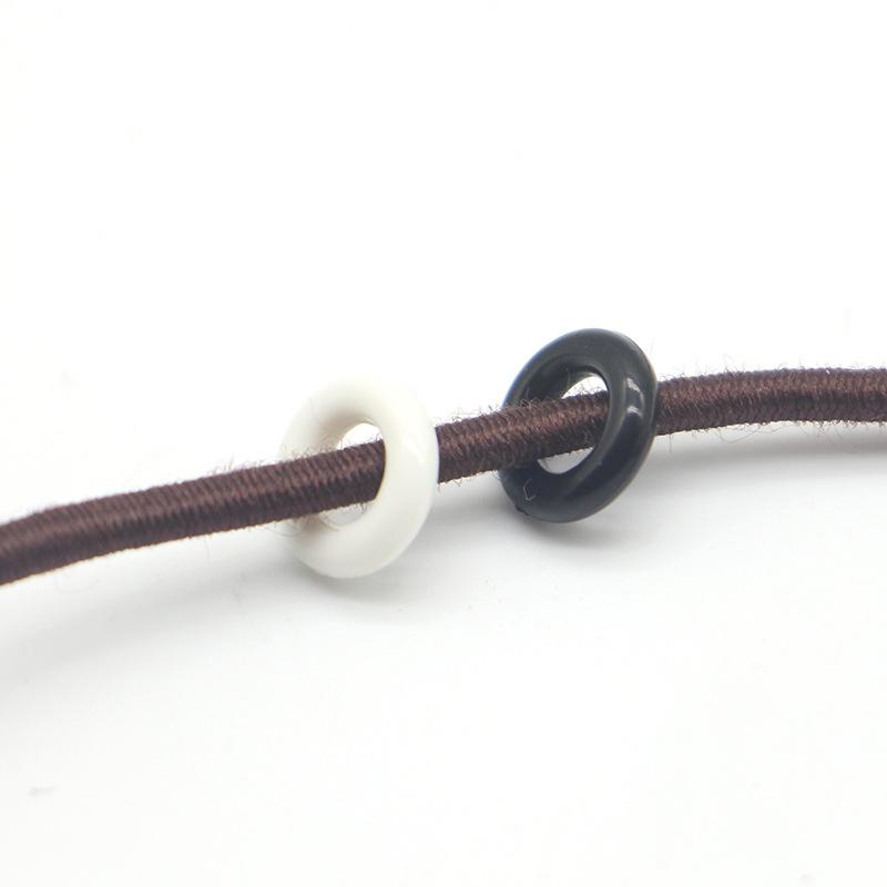 服飾雑貨 プラスチック製 紐留め 5mm 丸紐 絞り紐 留め具 ストッパー コードエンド パーツ ブラック ホワイト