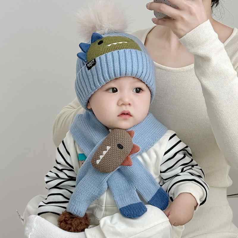 ニット帽 ベビー キッズ 子供用 帽子 マフラー セット 秋冬 防寒 暖かい かわいい 鹿の角 恐竜 うさぎ 犬 パンダ 1歳 2歳 3歳 4歳 5歳 6歳・商品カテゴリ: ニット帽・適合シーズン: 冬・色: 恐竜ブルー, 鹿角カフェ, 鹿...
