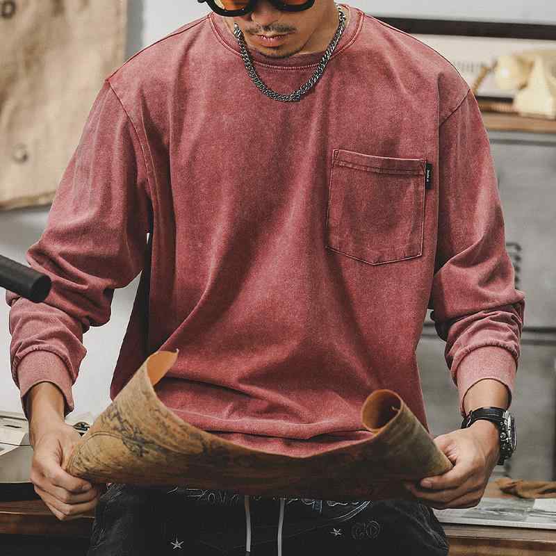 Tシャツ メンズ 男性用 長袖 Tシャツ カットソー コットン 綿 厚手 ビッグシルエット ゆったり ラウンドネック 無地 アメカジ カジュアル レンガ色 黒 ブラック 秋服商品カテゴリ: Tシャツスタイル: アメカジ柄: 無地フィットタイ...