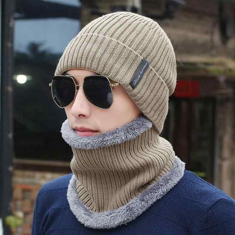ニット帽 メンズ 秋冬 防寒 暖かい 裏起毛 厚手 無地 ビーニー ネックウォーマー セット 赤 カーキ ブラック グレー 紺色 コーヒー色