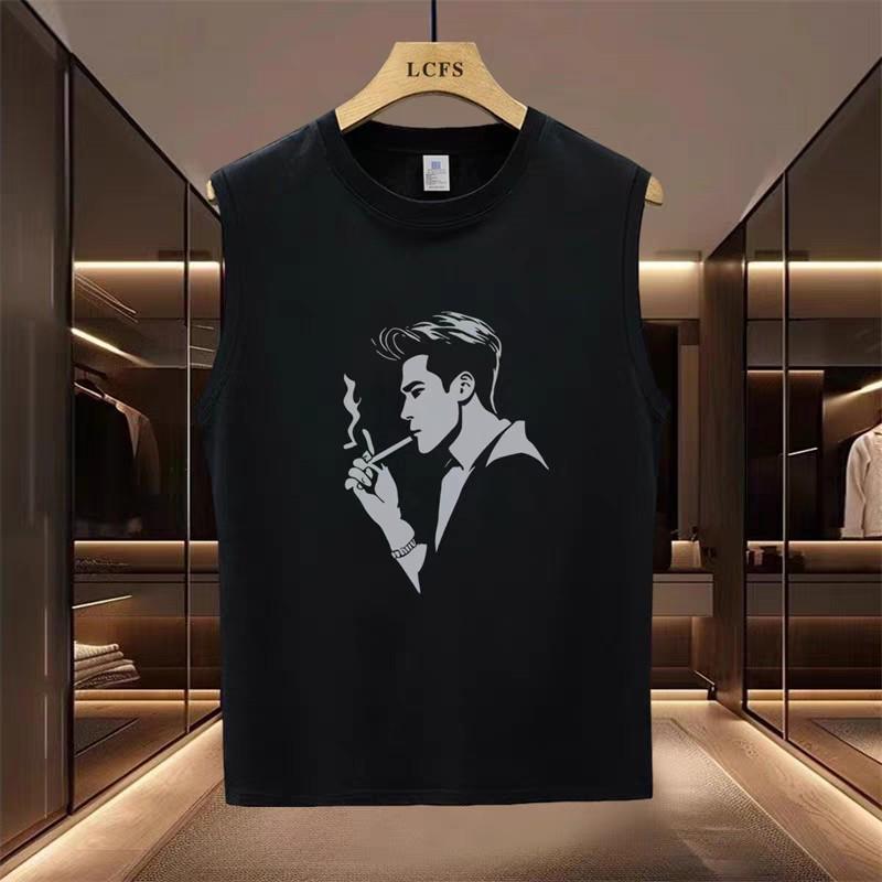 タンクトップ メンズ 男性用 夏物 コットン 薄手 ラウンドネック ノースリーブ Tシャツ カットソー ゆったり プリント 普段使い 部屋着 白 黒 グレー 大きいサイズ・カテゴリ: Tシャツ・スタイル: カジュアル・柄: プリント・版型:...