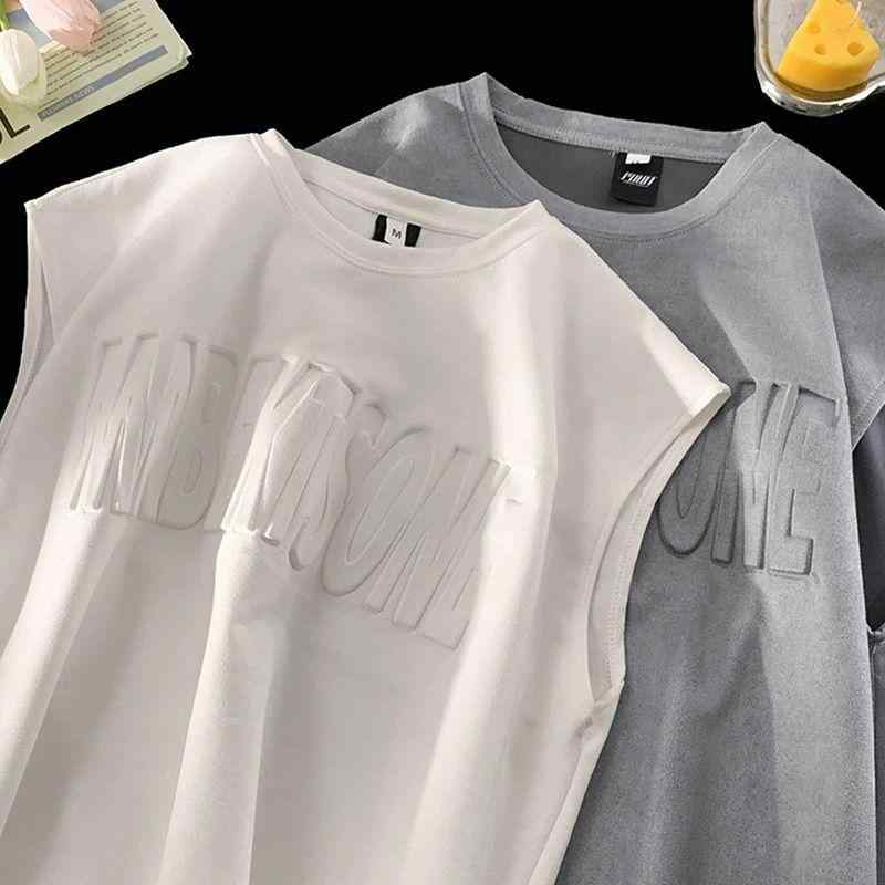タンクトップ メンズ 男性用 スエード調 Tシャツ スポーツ カジュアル ウェア ノースリーブ トレーニング ジム ルームウェア 部屋着 ポリエステル ホワイト ライトグレー ダークグレー ブラック カーキ M L XL XXL XXXL・...