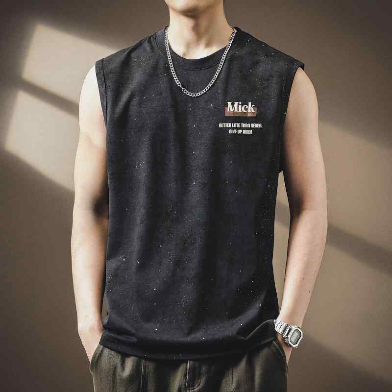 タンクトップ メンズ 男性用 星柄 レトロ プリント 薄手 コットン スポーツ ウェア トレーニング ジム ノースリーブ Tシャツ 黒 白 青・版型: ルーズ・柄: アルファベットプリント・主な素材: 綿・主素材の含有量: 62%・対象: ...