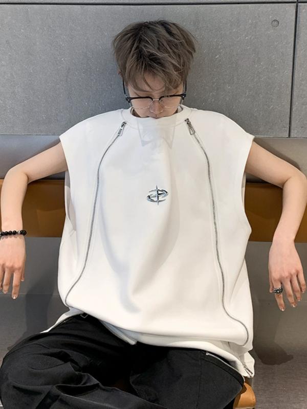 Tシャツ メンズ ベスト ポリエステル 夏物 無袖 ラウンドネック プルオーバー トップス ゆったり カジュアル スタイル・スタイル: ベーシック・柄: 円・フィット: スリム・対象: 青少年.成人・タイプ: プルオーバー・ネックライン: ...