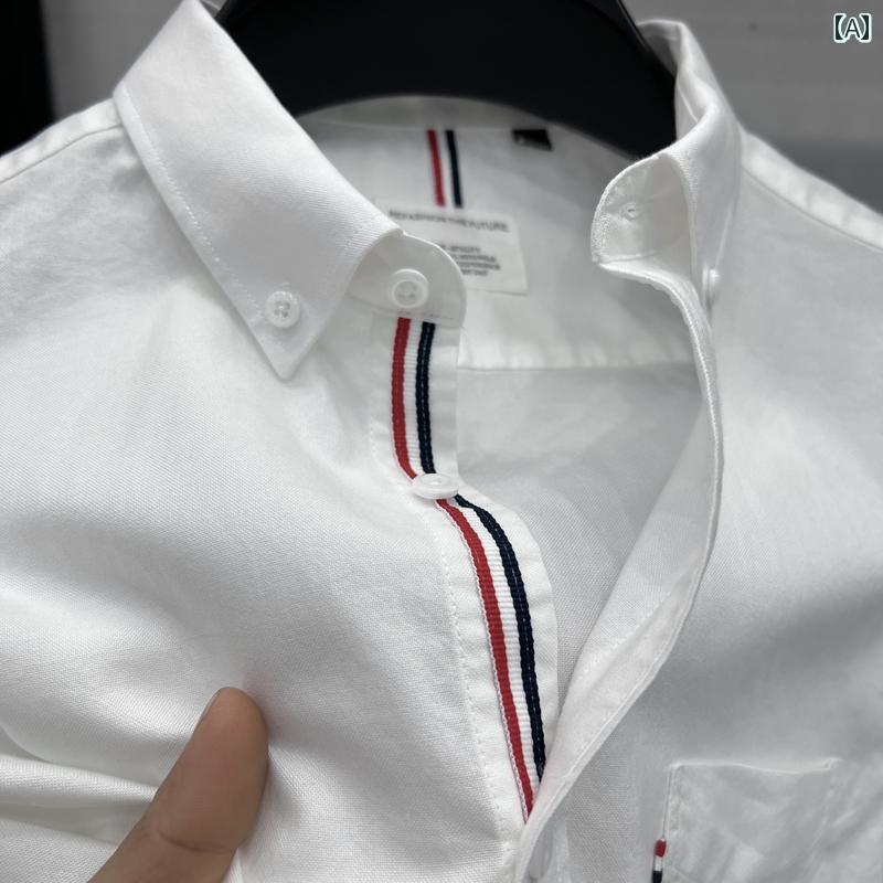 シャツ メンズ コットン 夏 半袖 ポケット 付き 豪華 無地 ノンアイロン.カラフルカラーオシャレデザイン.シンプルスタイル。対象者：適用シナリオ: 毎日適用季節：夏生地の機能：アイロンがけしやすい厚さ：レギュラー発売年とシーズン：202...