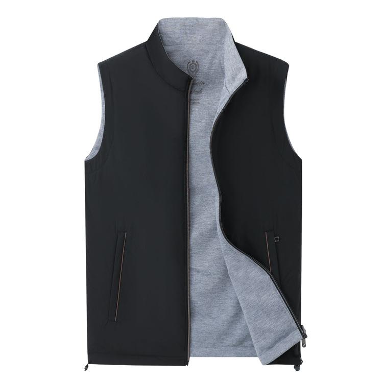 ベスト メンズ 男性用 コットン 立襟 ローマ風 アーマー ゆったり 大きいサイズ カジュアル リバーシブル チョッキ シンプル 無地 春秋 黒 紺色 緑 茶色