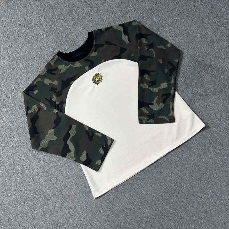 Tシャツ メンズ 長袖 コットン ストリート 迷彩 切り替え ワッフル 刺繡 カジュアル 春夏 秋冬・スタイル: ストリート・素材: 綿・柄: 文字・フィット: ルーズ・対象: ティーン・種類: プルオーバー・ネックライン: クルーネック・...