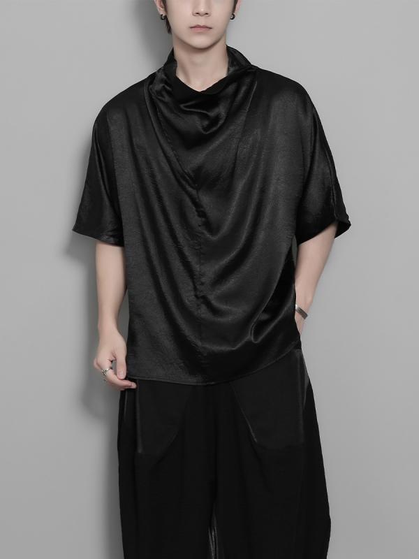 Tシャツ メンズ 男性用 ゆったり コットン混紡 無地 5分袖 ドロップショルダー 薄手 幾何学模様 春夏 ストリート カジュアル 黒 M L XL XXL・カテゴリ: Tシャツ・スタイル: ストリート・素材: 綿・柄: 無地・フィットタイ...