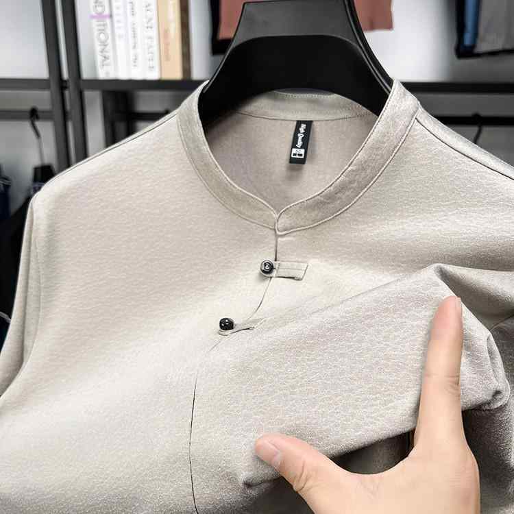 Tシャツ メンズ 中国風 ラウンドネック 半袖 再生繊維 無地 薄手 夏 男性用 トップス カットソー リラックス 普段使い