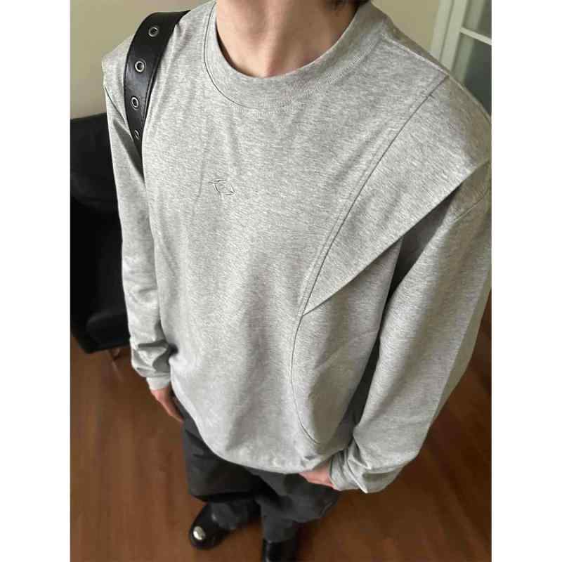 Tシャツ メンズ 半袖 コットン 混紡 無地 ドロップショルダー リラックスフィット カジュアル トップス カットソー 普段使い