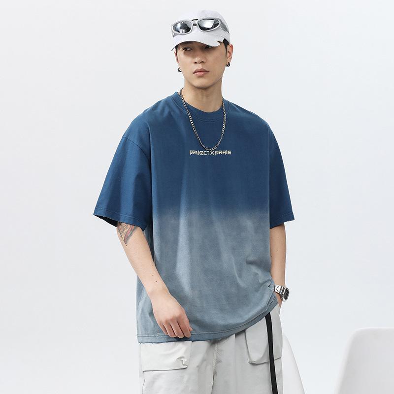Tシャツ メンズ グラデーション コットン 薄手 半袖 カットソー 紺色 グレー ブラック・スタイル: 韓国・柄: グラデーション・フィット: ルーズ・対象: 若者・ネックライン: クルーネック・袖丈: 半袖・フード: なし・厚さ: 薄手・...