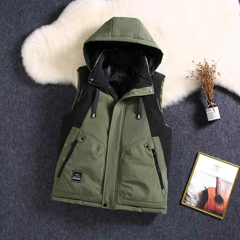 ダウンベスト メンズ 男性用 大きいサイズ 切り替え アーミーグリーン 中綿入り チョッキ ゆったり スタンドカラー 秋冬 防寒着 暖かい