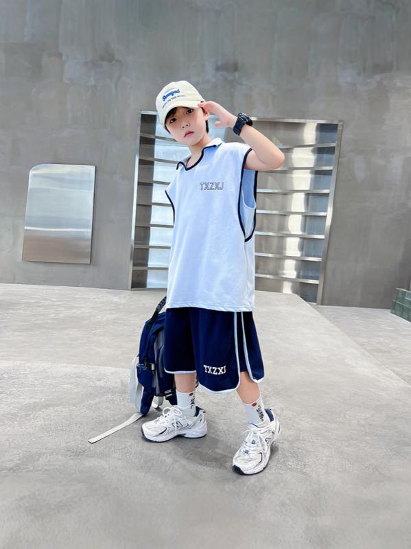 子供用セットアップ キッズ 男の子 夏服 コットン タンクトップ ショートパンツ 2点セット 薄手 中学生 高校生 普段着 ルームウェア 130cm 140cm 150cm 160cm 170cm 180cm・商品カテゴリ: 子供用セットア...