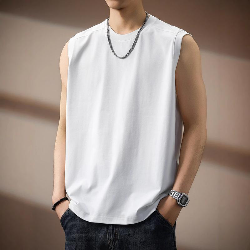 タンクトップ メンズ 男性用 夏物 コットン混紡 無地 ラウンドネック ノースリーブ ゆったり Tシャツ 普段使い 部屋着 日焼け防止 米白 黒 杏色 グレー・版型: ゆったり・柄: 無地・主な素材: 綿・主な素材の含有量: 綿75.5%....