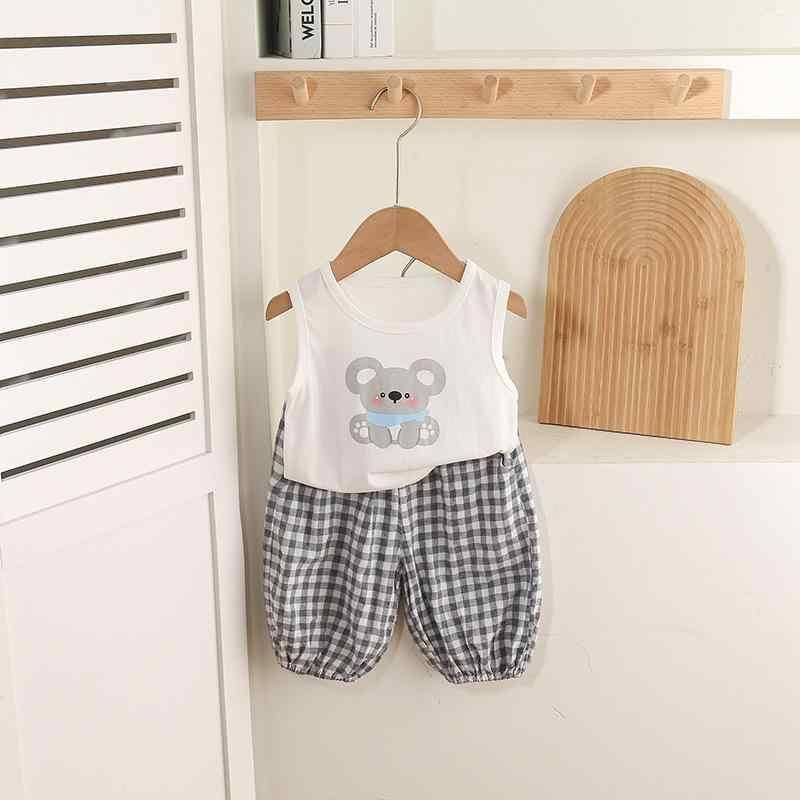 ベビー服 夏物 男の子 上下セット 薄手 ノースリーブ トップス パンツ 2点セット かわいい 幼児 赤ちゃん 73 80 90 100cm 綿 カジュアル