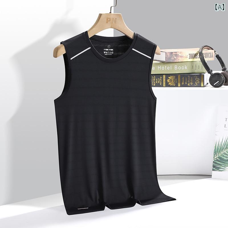 タンクトップ メンズ 男性用 スポーツ用 接触冷感 ノースリーブ Tシャツ 吸湿速乾 トレーニング ランニング 運動着 春夏 ブラック ホワイト レッド ブルー グレー・項目: 版型・値: 合体型・項目: 柄・値: 無地・項目: 主な生地の...