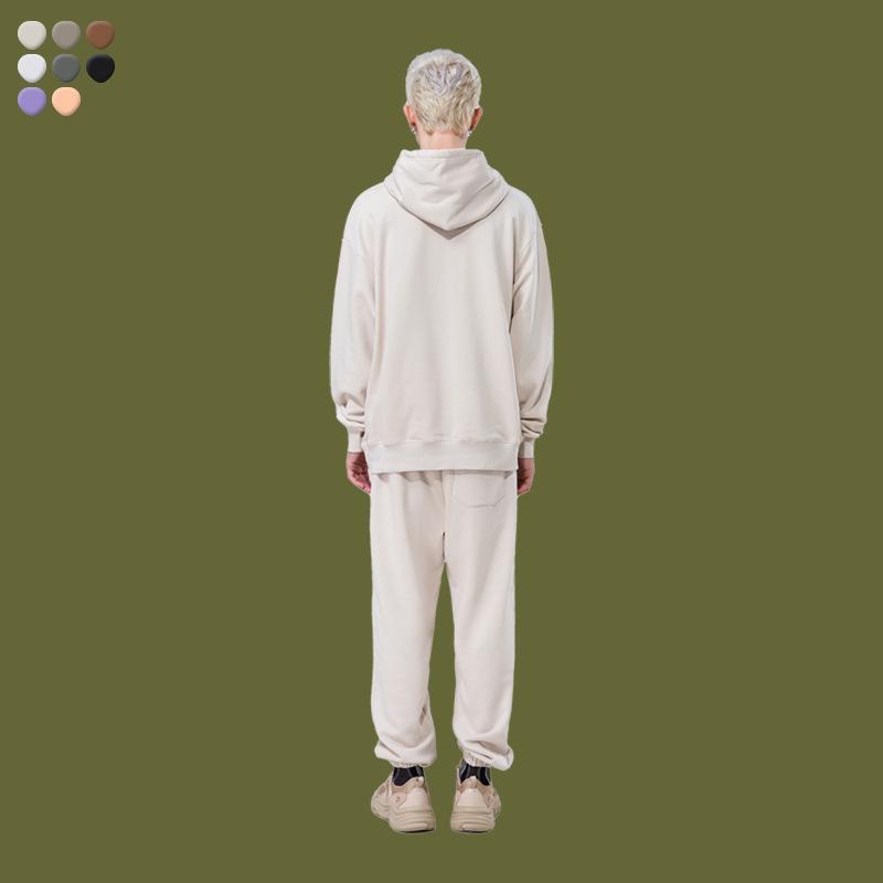 スウェット メンズ 秋冬 無地 セットアップ パーカー 男性用 コットン 長袖 プルオーバー 部屋着 ルームウェア 普段使い 黒 紫 グレー ベージュ S M L