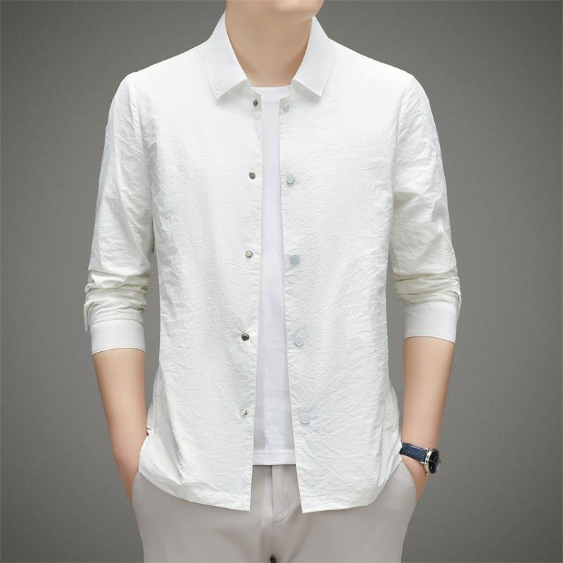 ジャケット 男性用 薄手 接触冷感 UVカット 紫外線対策 涼しい 通気性 スポーツ アウトドア カジュアル 黒 グレー 緑 白 ポリエステル