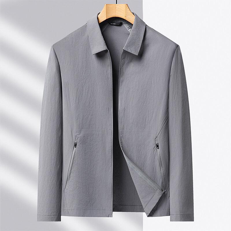 ジャケット 男性用 紳士 カジュアル 薄手 軽量 リブ 襟付き ナイロン 春秋 普段使い
