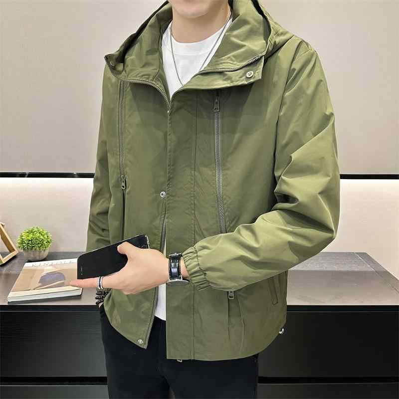 2個セットジャケット メンズ 男性用 マウンテンパーカー ライトアウター フード付き 無地 長袖 ポリエステル ブラック 黒 カーキ 普段使い アウトドア・カテゴリ: ジャケット・スタイル: 韓国・対象: 24～35歳・襟型: 襟付き・フィ...