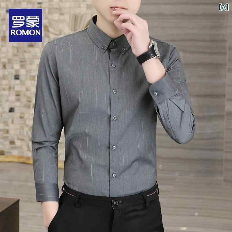 シャツ メンズ 男性用 長袖 ストライプ コットン 修身 スタイリッシュ カジュアル グレー ホワイト ブラック 春夏・カテゴリ: シャツ・スタイル: 都市・タイプ: 修身型・襟型: 尖襟・袖丈: 長袖・柄: 無地・・対象: 若者・主な生地...