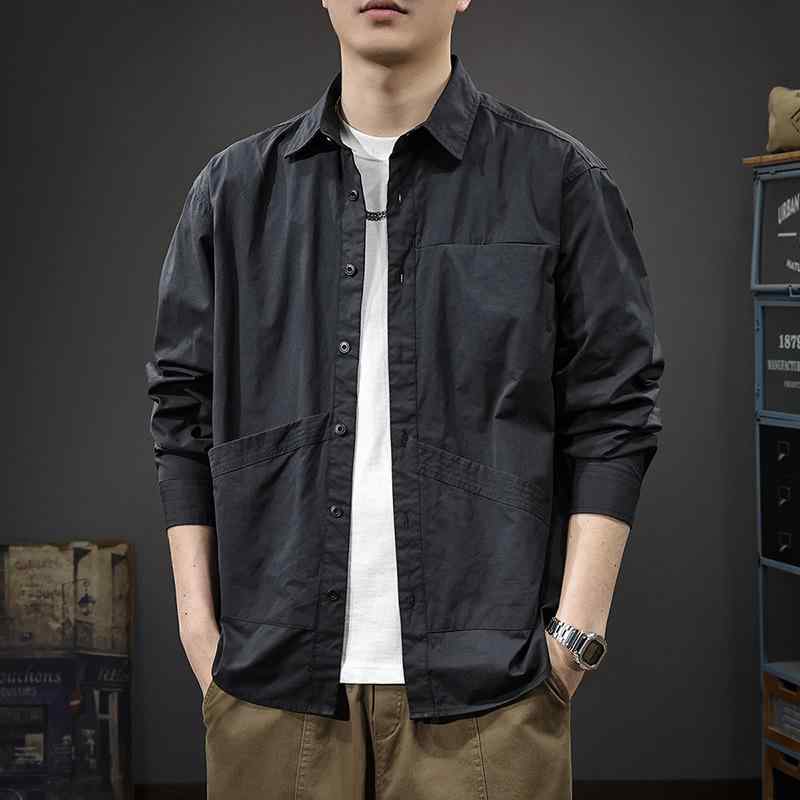 シャツ メンズ 長袖 リネン ワークシャツ アウトドア カジュアル トップス 春夏 黒 白・カテゴリ: シャツ・スタイル: 流行・素材: 麻.真丝・生地: 20番手・フィット: ルーズ・襟型: 襟付き・袖丈: 長袖・柄: 無地・・対象: 若...