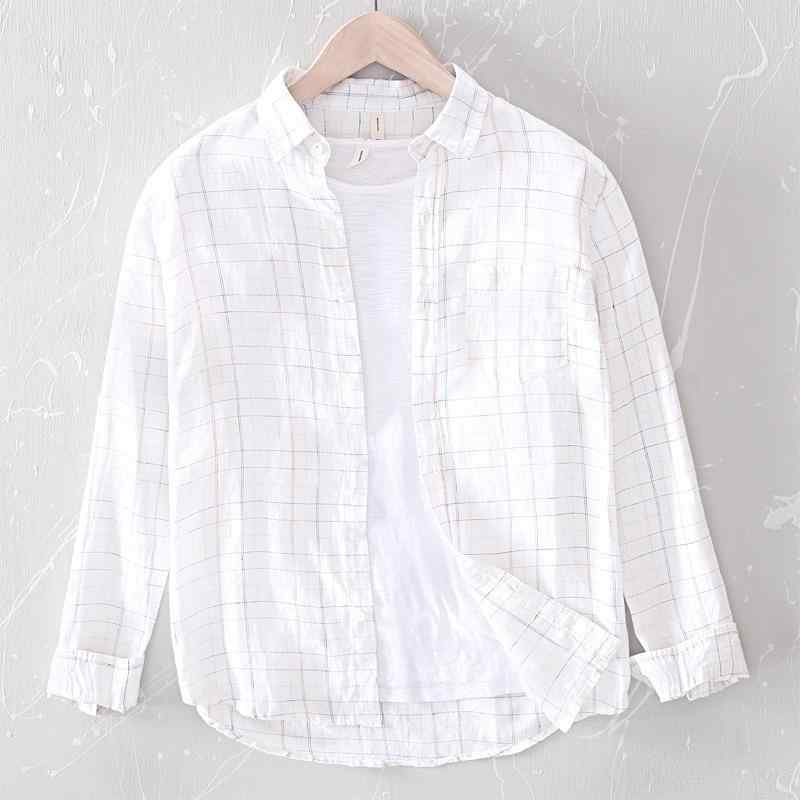 シャツ メンズ 男性用 リネン ストライプ 長袖 カジュアル ネルシャツ トップス 羽織り ライトアウター 白 グレー M L XL 2XL 3XL 春夏 秋冬