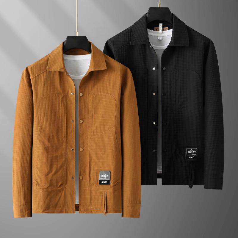 ジャケット 男性用 ブルゾン チェック柄 襟付き ビジネス カジュアル ブラック オレンジ系 M L XL 2XL 3XL・素材: 聚乙烯醇繊維.・カテゴリ: 尼克服・スタイル: ビジネス・ネックライン: 襟付き・フィット: スリム・フード...