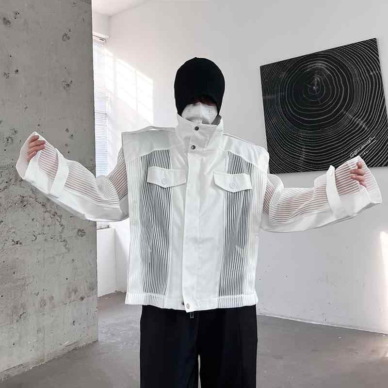 ジャケット メンズ 男性用 無地 ゆったり 立襟 メッシュ 通気性 薄手 接触冷感 紫外線対策 カジュアル スポーティー 春夏 ブラック ホワイト系・厚さ: 薄手・カテゴリ: ジャケット・フード: なし・対象年齢: 若者・フィット: ゆった...