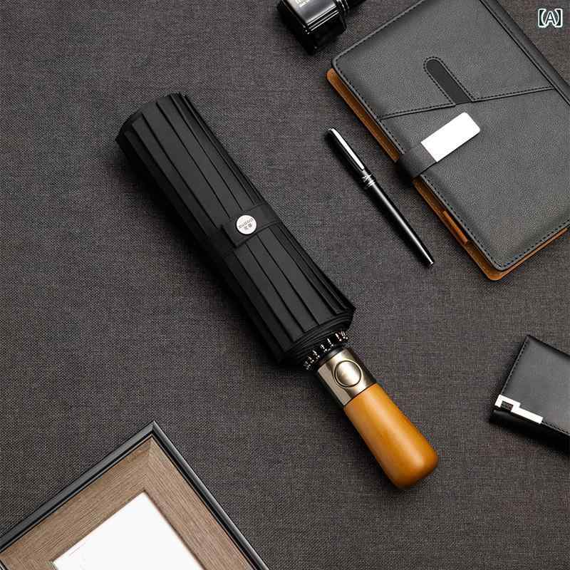 16本全自動 傘 男性用 折りたたみ式 超特大 強化 厚手 丈夫 耐風 晴雨兼用 ビジネス ロングハンドル ブラック グレー ブルー