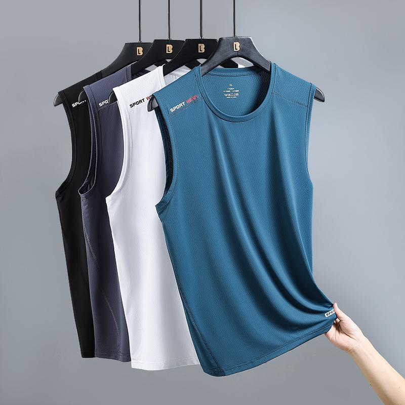 タンクトップ メンズ 男性用 ノースリーブ Tシャツ 接触冷感 吸湿速乾 無地 スポーツ トレーニング ウェア ルームウェア 部屋着 普段使い 墨緑 グレー 白 黒 大きいサイズ