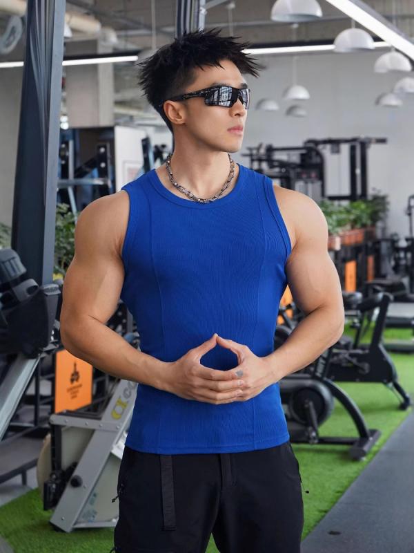 2個セットタンクトップ メンズ 男性用 スポーツ トレーニング ジム ノースリーブ ニット 接触冷感 スリムフィット 無地 ホワイト ブラック ダークグレー ブルー・タイプ: 運動背心・フィット: タイト・柄: 無地・素材: 化学繊維混紡....
