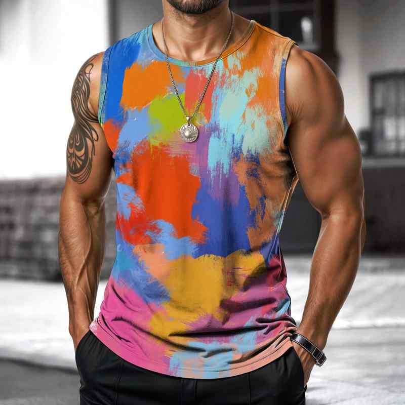 タンクトップ メンズ 男性用 Tシャツ スポーツウェア プリント ストリート カジュアル 宽松 ゆったり ポリエステル 軽量 接触冷感 吸湿速乾・カテゴリ: Tシャツ/タンクトップ・スタイル: スポーツ・柄: プリント・フィットタイプ: ル...
