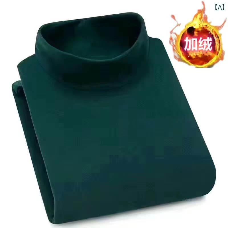 Tシャツ メンズ 裏起毛 長袖 カットソー ハーフハイネック スリムフィット ポリエステル 無地 普段使い 秋冬 ダークグリーン ブラック ブラウン カーキ ダークグレー・スタイル: 韓国スタイル・素材: ポリエステル・柄: 無地・フィット...