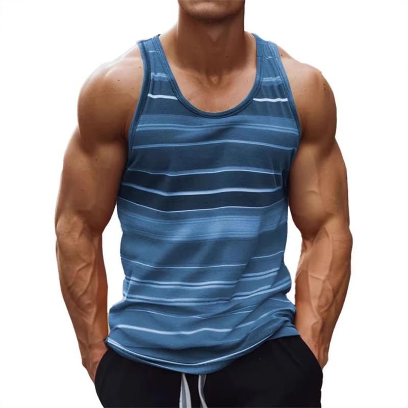 2個セットタンクトップ メンズ 男性用 スポーツウェア ストライプ柄 コットン混紡 スリムフィット トレーニング カジュアル 普段使い・版型: タイト・柄: 無地・主な生地の組成: 綿・主な生地の組成の含有量: 96%・生地名: ポリエステ...