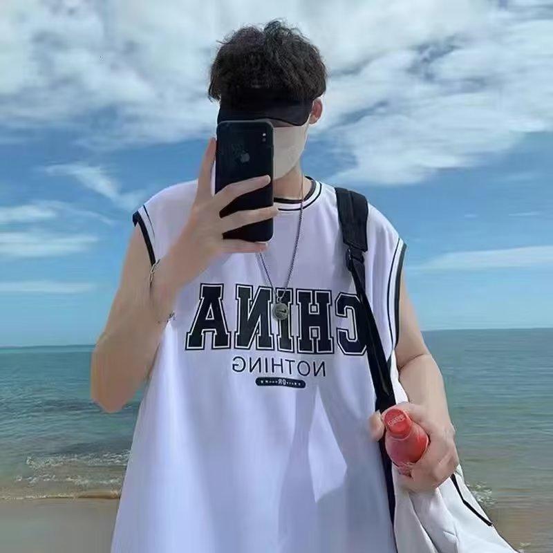 タンクトップ メンズ 男性用 夏 Tシャツ カートゥーン プリント ノースリーブ クルーネック ブラック ホワイト・・製品カテゴリ: 背心・カラー: ブラック.ホワイト・サイズ: M.L.XL.2XL.3XL.4XL.5XL・スタイル: 流...