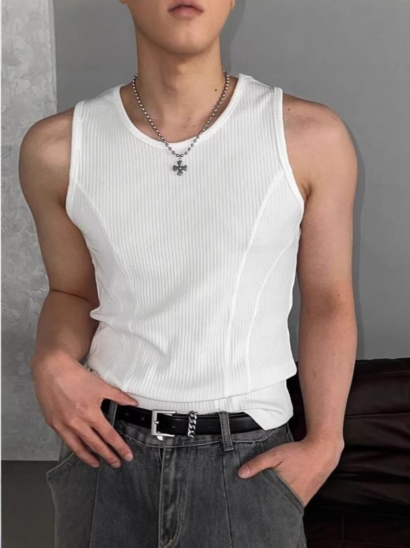 タンクトップ メンズ 男性用 リブ編み ノースリーブ Tシャツ 接触冷感 スポーツ ウェア トレーニング 伸縮性 ポリエステル ホワイト ブラック M L XL 2XL 3XL・カテゴリ: スポーツタンクトップ・版型: ルーズ・柄: 無地・...