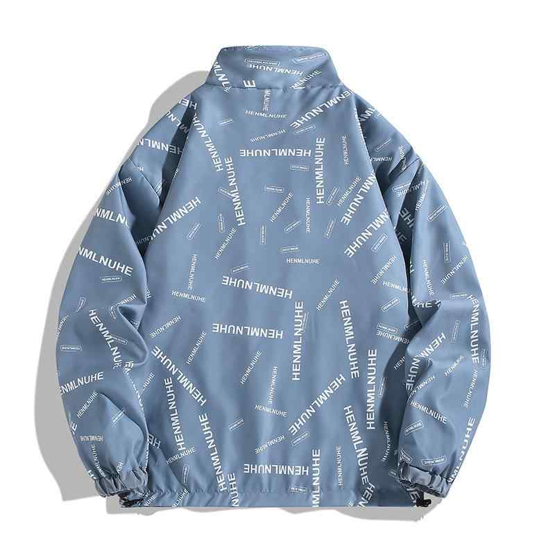 ジャケット 男性用 春物 スタンドカラー ゆったり 防風 ポリエステル 長袖 ブルゾン 普段使い カジュアル ウェア コーヒー色 ライトブルー ホワイト ブラック M L XL 2XL 3XL 4XL