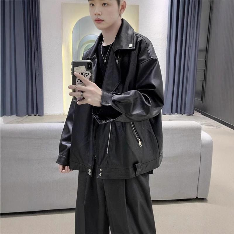 ジャケット メンズ 男性用 ライダースジャケット PUレザー 接触冷感 伸縮性 翻領 アウター トップス 秋冬 ブラック・スタイル: ・着丈: 普通 (50cm超 65cm以下)・シルエット: ゆったり・襟型: 襟付き・前立て: ジッパー・...