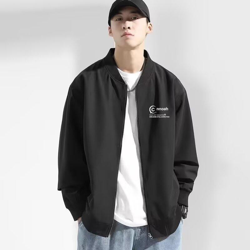 ジャケット メンズ 男性用 ブルゾン ジャンパー スタジャン アウター 秋冬 レトロ プリント柄 ポリエステル ブラック・素材機能: 耐摩耗.防風・カテゴリ: ジャケット・スタイル: レトロ・対象: 若者・襟の形: 襟付き・フィット: ルー...